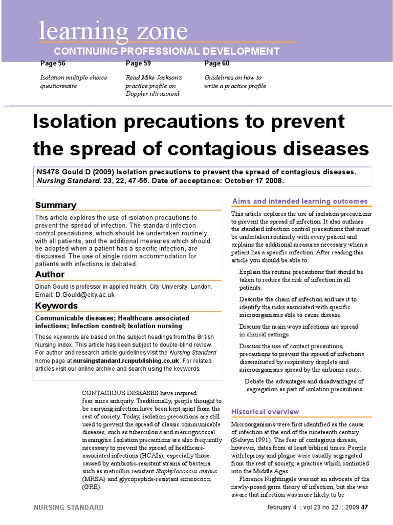 Learning Zone: Isolation Precautions To Prevent The Spread of ...