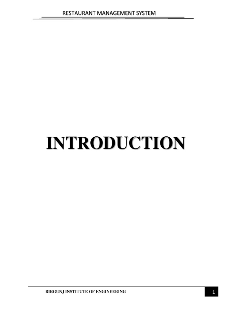 Restaurant Management System | PDF | User (Computing) | Databases