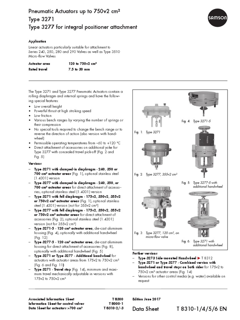 Pneumatic Actuators Up To 750v2 CM Type 3271 Type 3277 For Integral ...