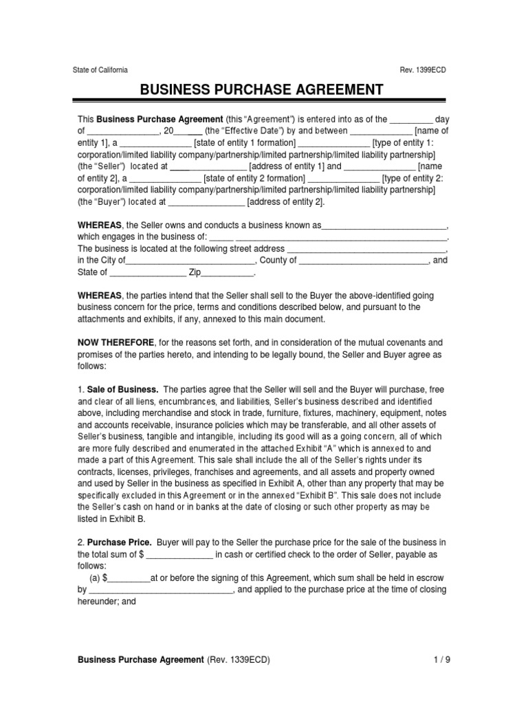 Business Purchase Agreement | PDF | Sales | Indemnity