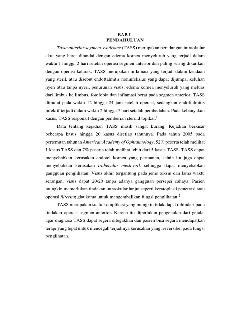 TASS (Toxic Anterior Segment Syndrome) | PDF