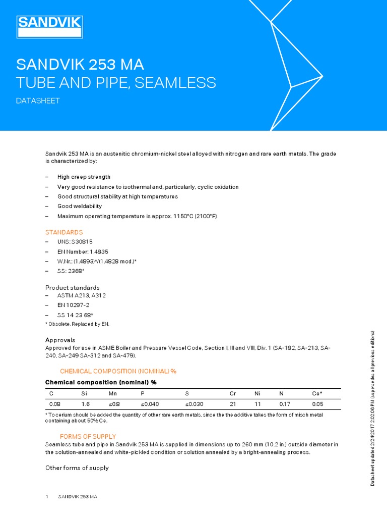 Sandvik 253 Ma en v2017 | PDF | Welding | Construction
