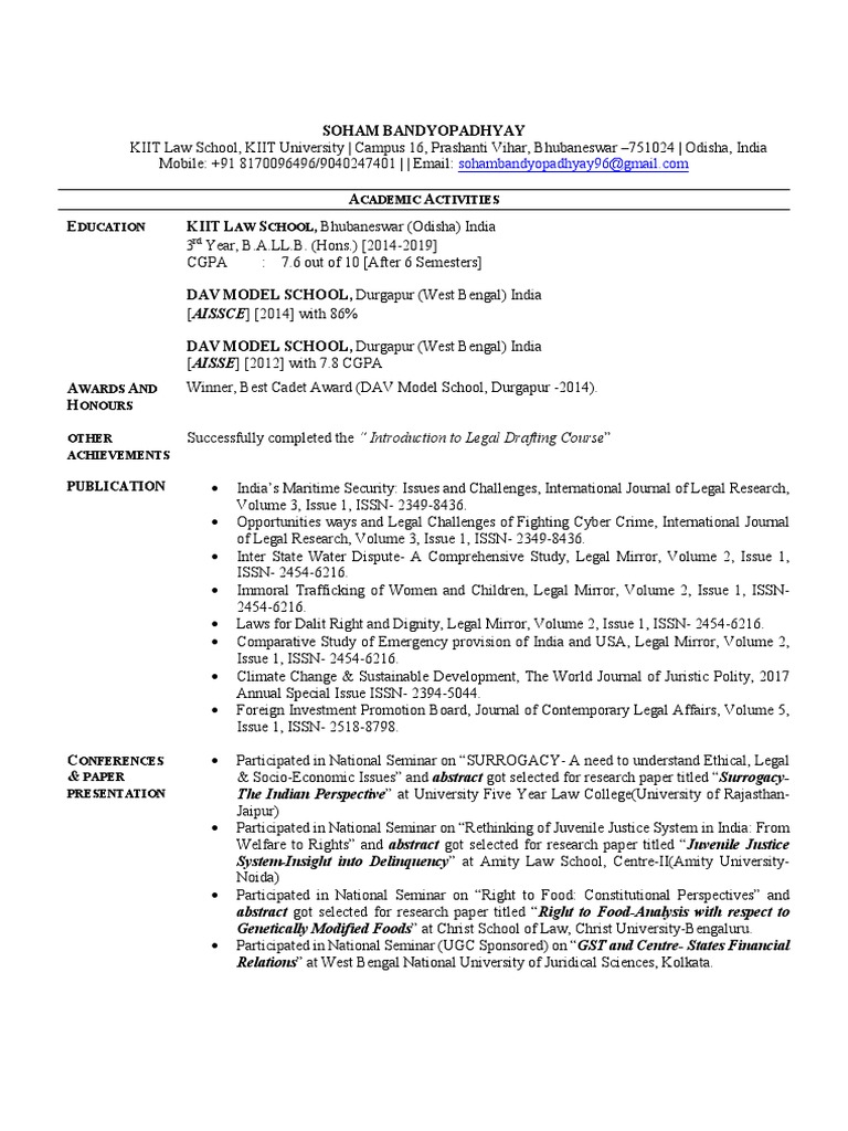 Soham CV-29.4.16 | Download Free PDF | Virtue | Social Institutions