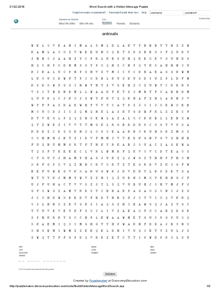 Word Search With A Hidden Message Puzzle | PDF | Word Search | Computer ...