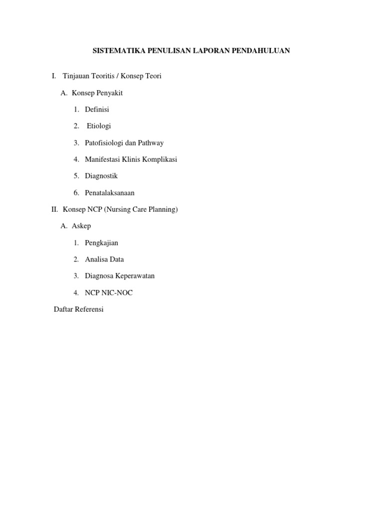 Sistematika Penulisan Laporan Pendahuluan | PDF