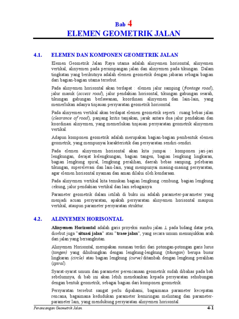 Elemen Geometrik Jalan Raya | PDF