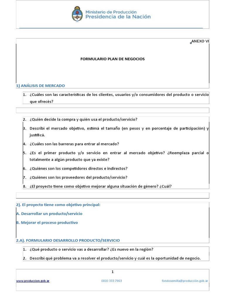 06.FS 2017 - Formulario Plan de Negocios | PDF | Calidad (comercial ...