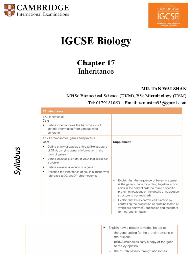 IGCSE Biology Chapter 17 | PDF | Ploidy | Dominance (Genetics)