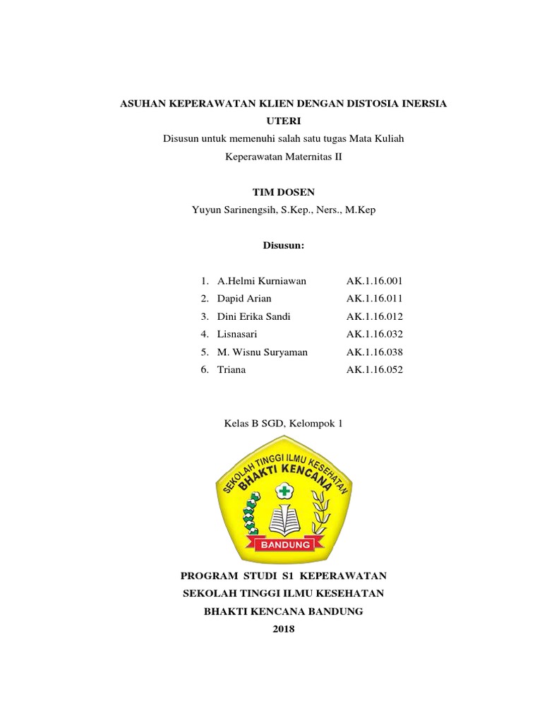 Asuhan Keperawatan Distosia Inersia Uteri | PDF
