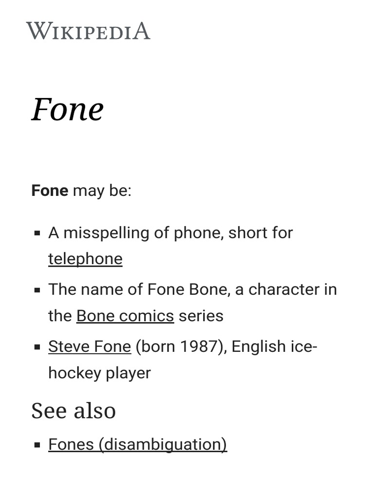 Fone - Wikipedia | PDF