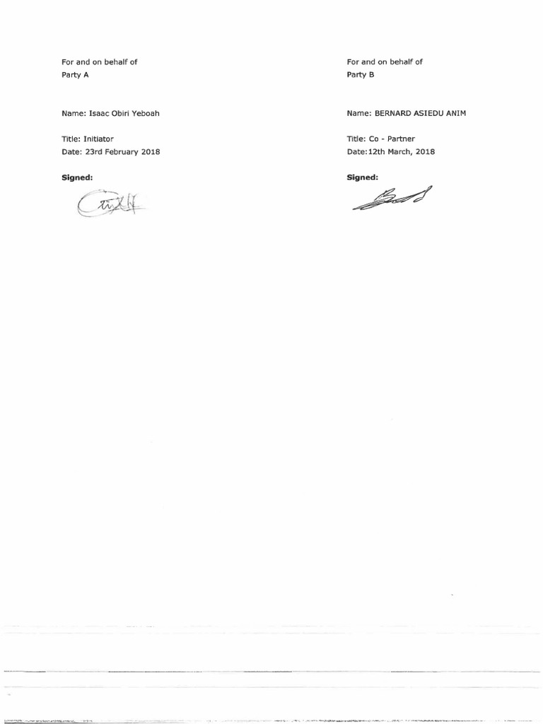 Signed: Signed:: For and On Behalf of Party A For and On Behalf of ...