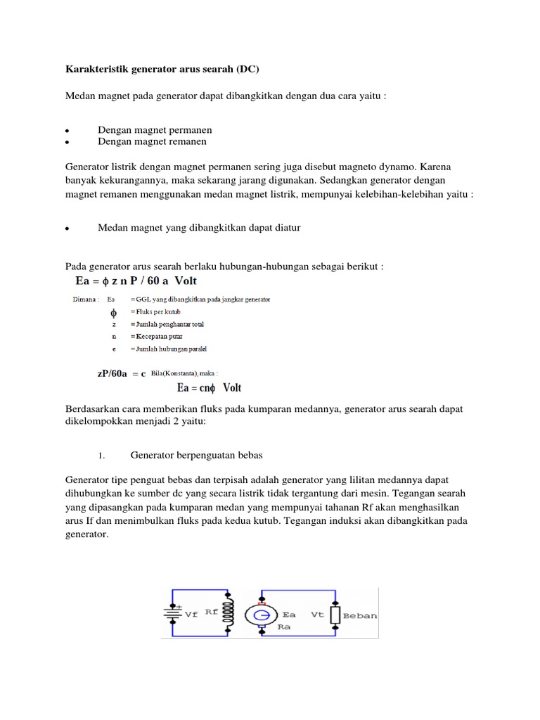 Karakteristik Generator Arus Searah | PDF
