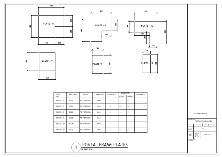 1 Portal Frame Plates: Plate - 6 Plate - 8 Plate - 10 | PDF