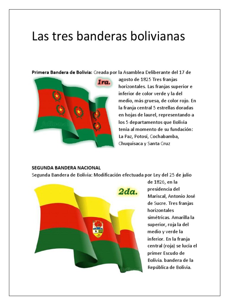 Las Tres Banderas Bolivianas | PDF | Bandera | Símbolos nacionales