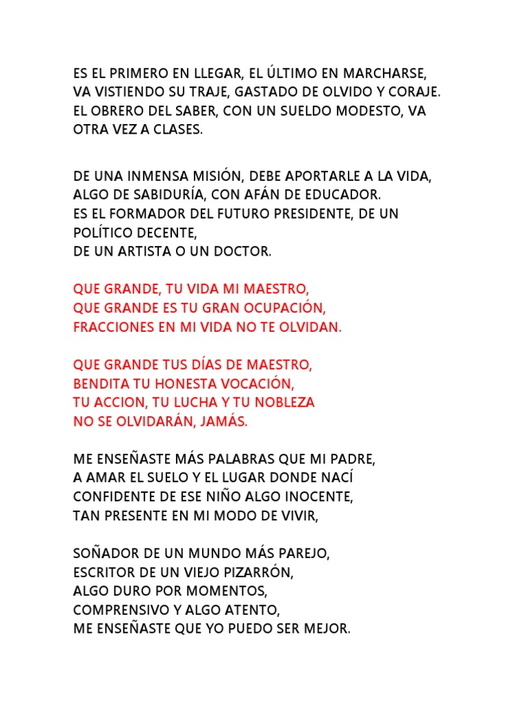 Cancion Al Maestro