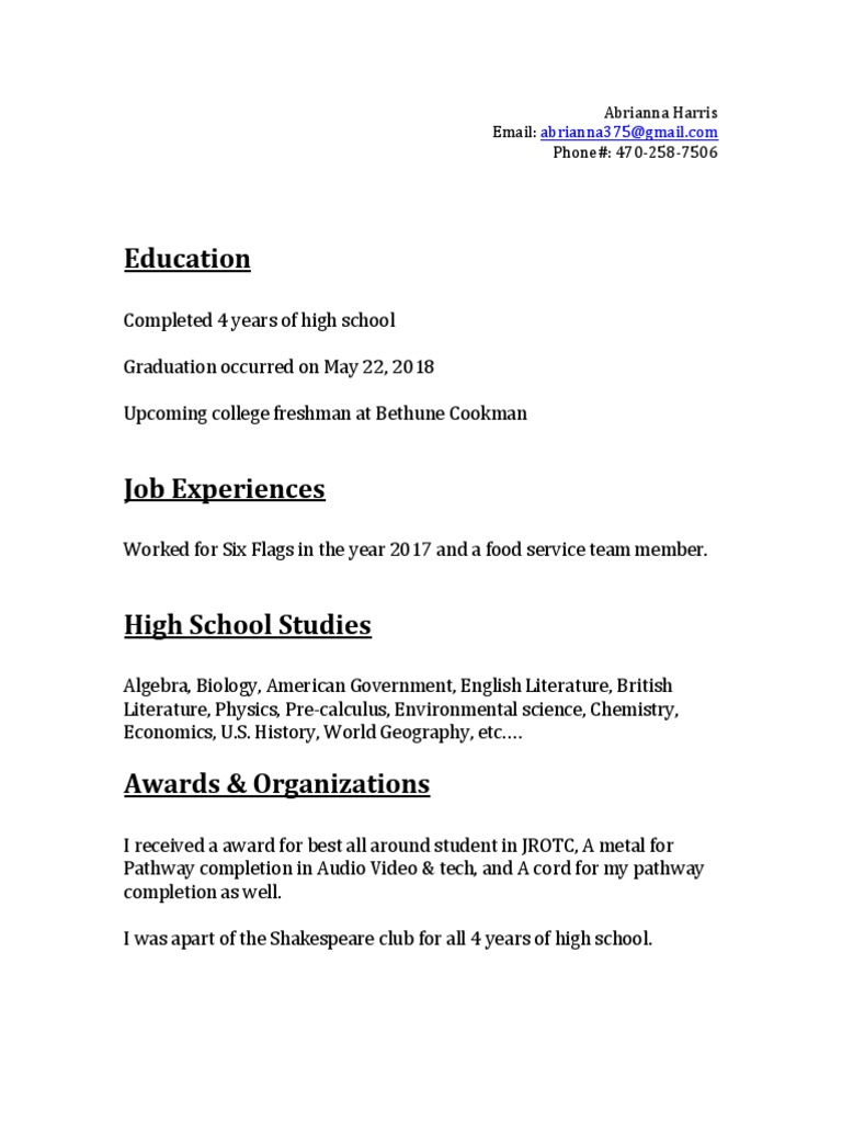 Abrianna Harris Resume | PDF