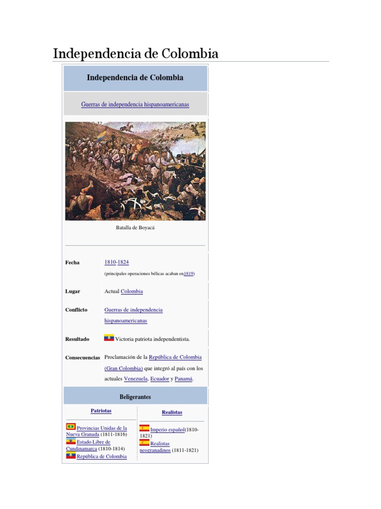 Independencia de Colombia | PDF | Colombia | Conflictos del segundo milenio