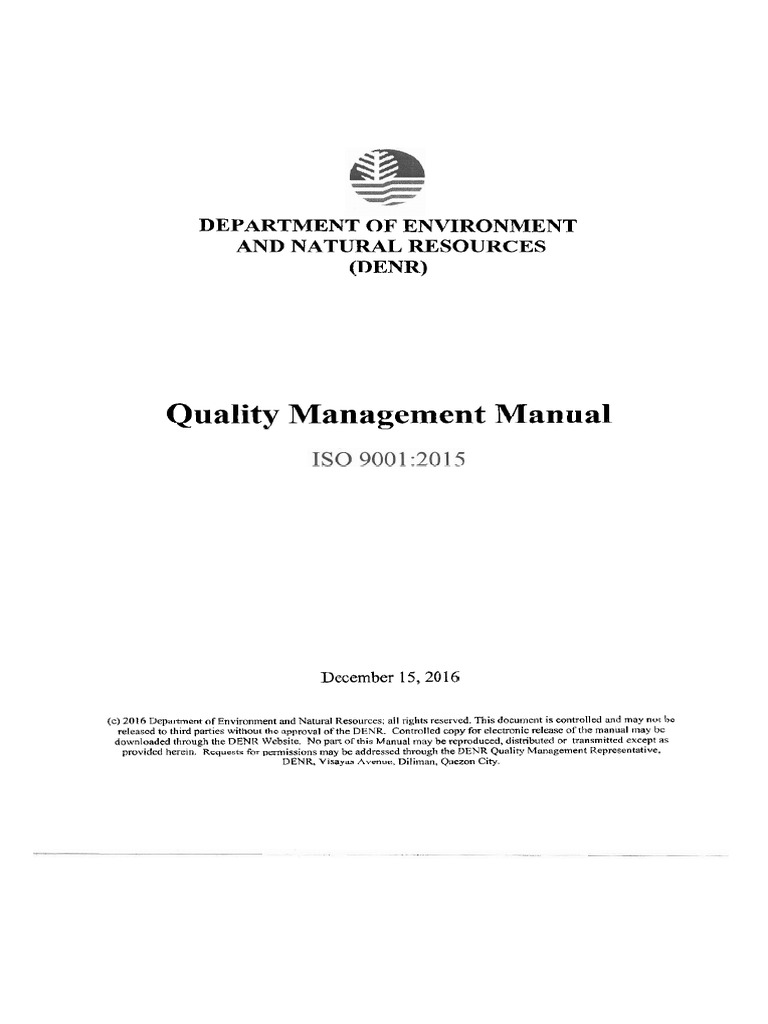 Quality Management Manual Iso9001 2015 | PDF | Environmental Impact ...