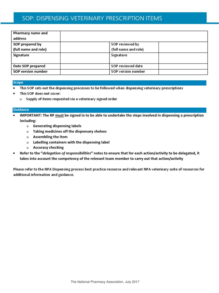 SOP- Veterinary Medicines - Website | Medical Prescription ...