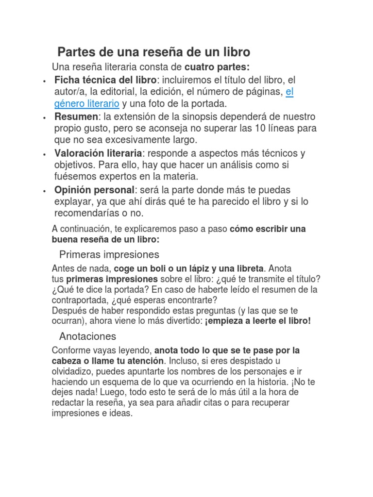 Como Hacer Una Reseña | PDF | Lectura (proceso) | Autor