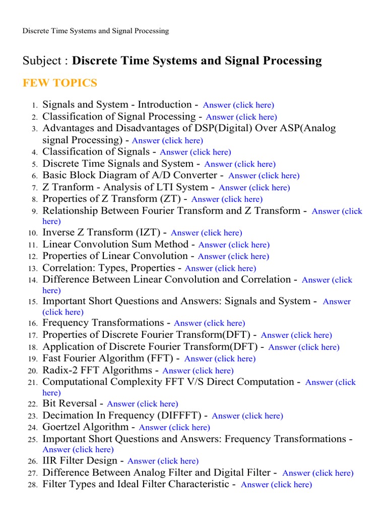 Discrete Time Systems and Signal Processing - Lecture Notes, Study ...