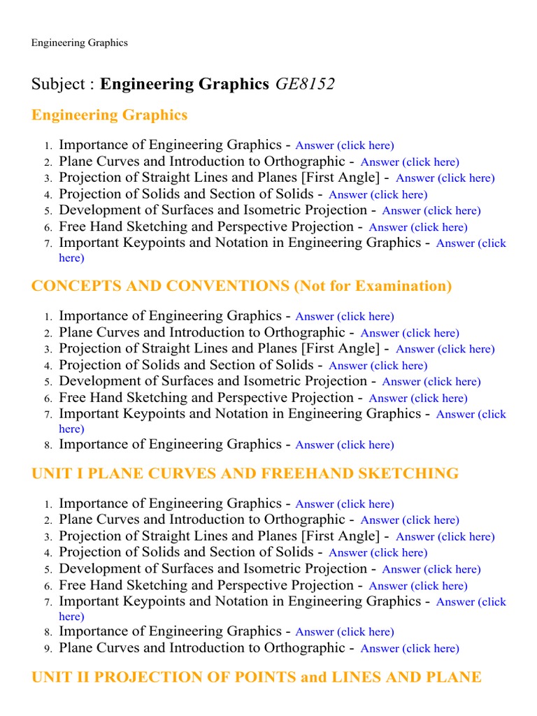 Engineering Graphics - Lecture Notes, Study Material and Important ...