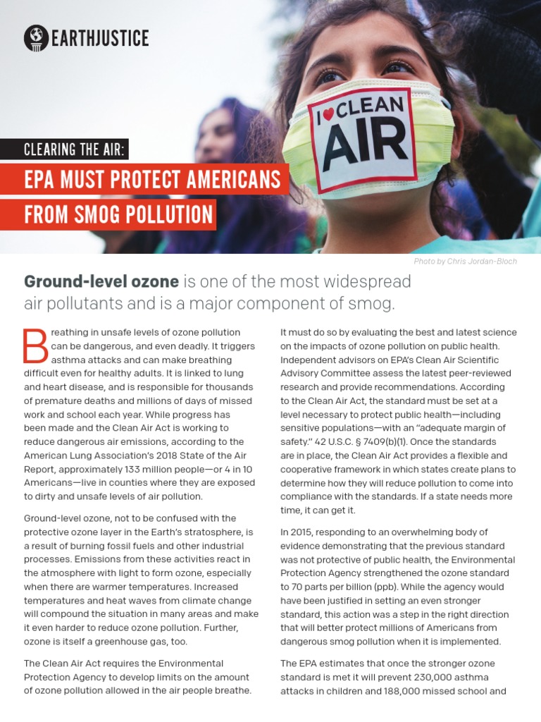 Epa Must Protect Americans From Smog Pollution: Clearing The Air | PDF ...