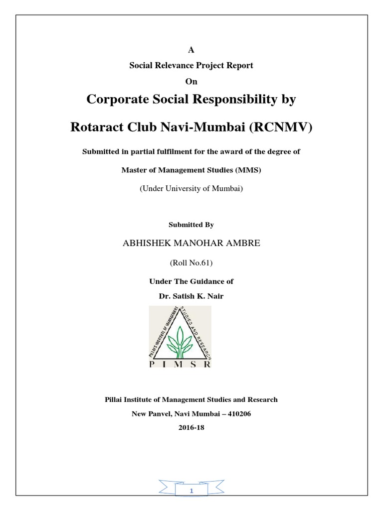 CSR Project Report by Rotaract Club | PDF | Non Governmental ...