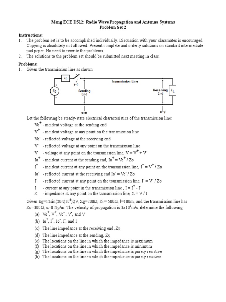 MengECE D512 Problem Set 3 | PDF | Transmission Line | Electrical Impedance