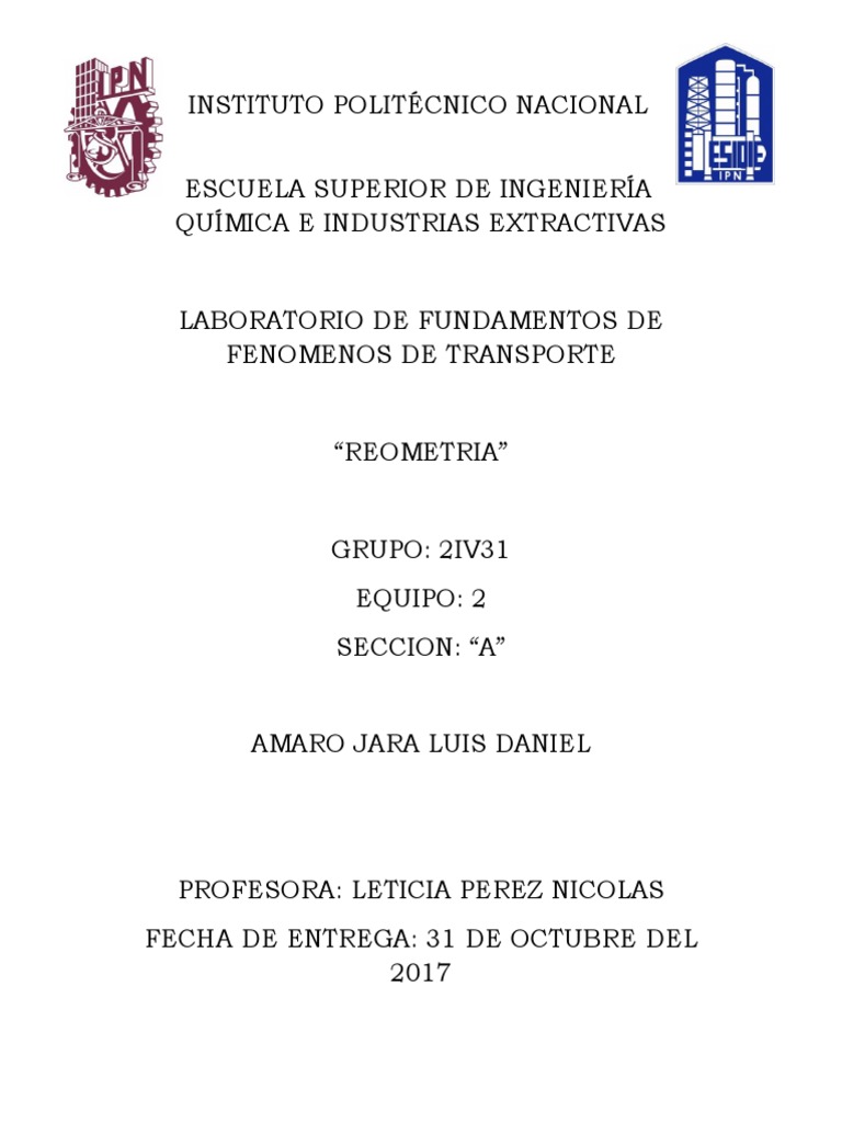 Reometria | PDF | Reología | Viscosidad