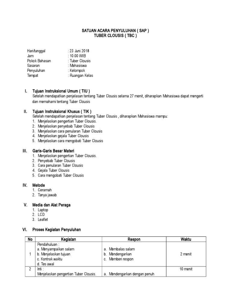 Contoh SAP Keperawatan 1 | PDF