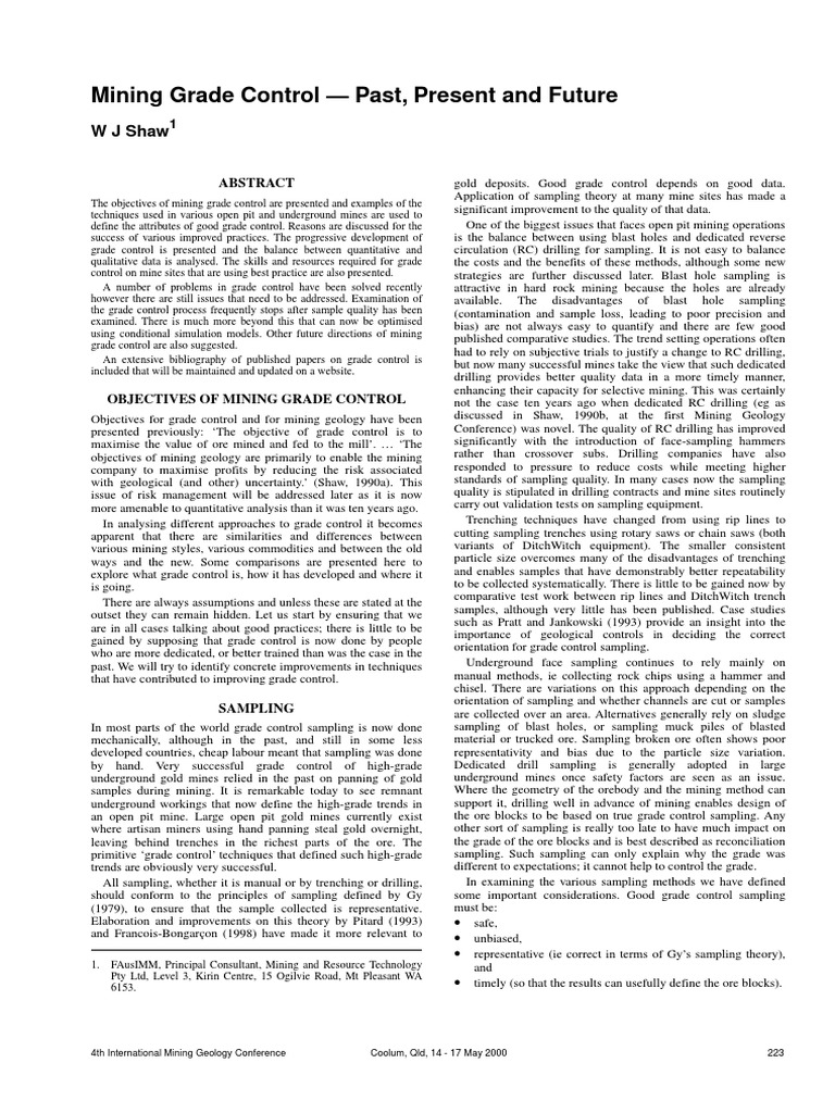 Mining Grade Control PDF | PDF | Mining | Sampling (Statistics)