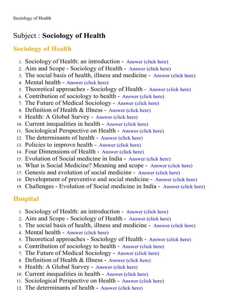 Understanding Sociology of Health | PDF | Health Care | Sociology