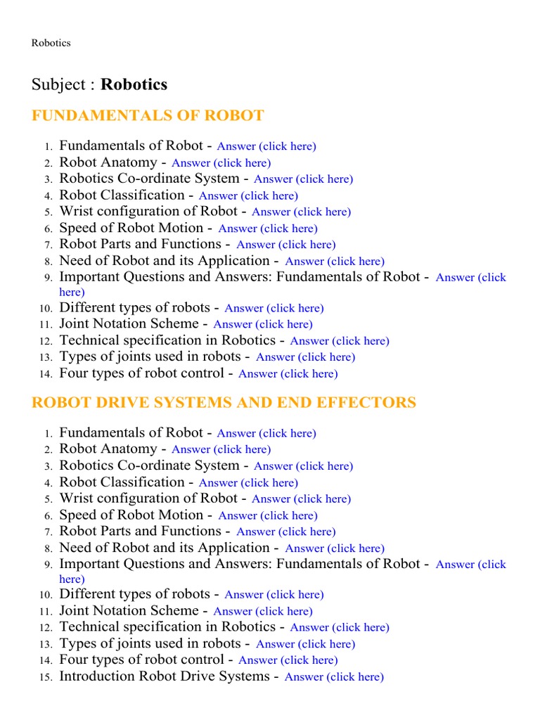 Robotics - Lecture Notes, Study Material and Important Questions ...