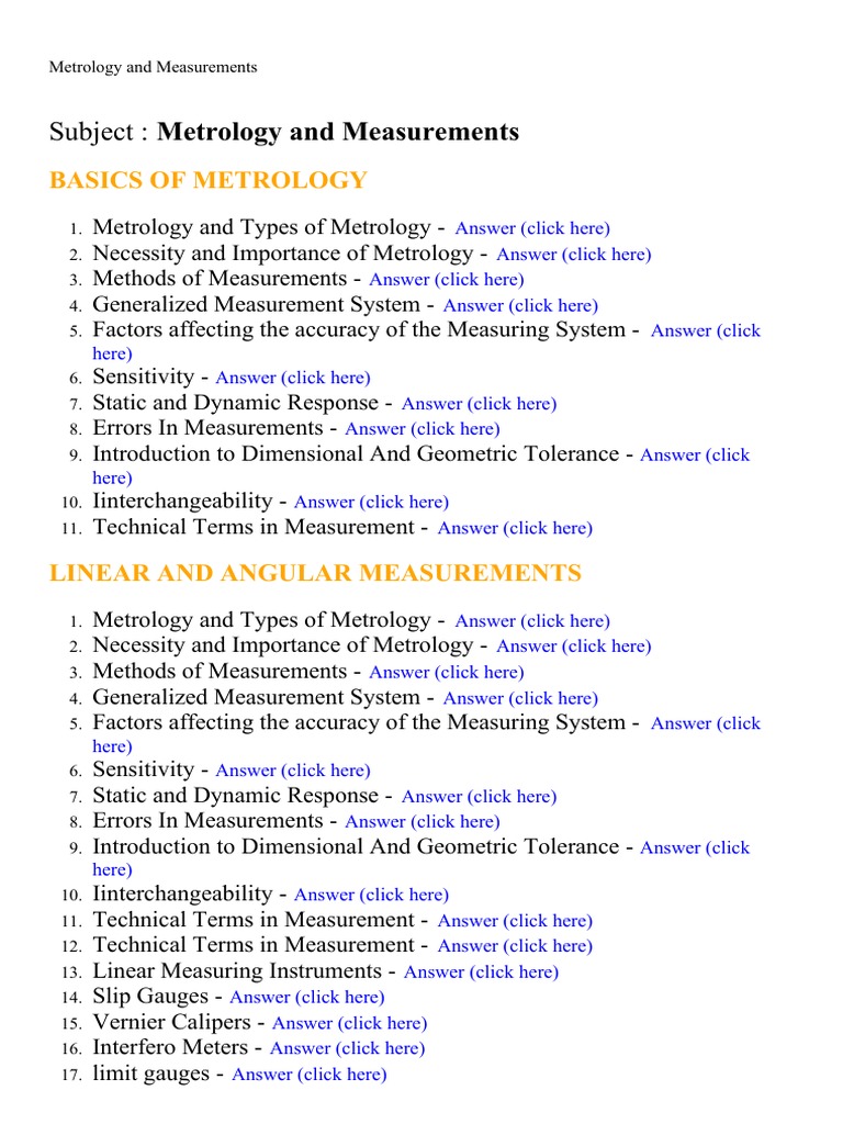 Metrology and Measurements - Lecture Notes, Study Material and ...