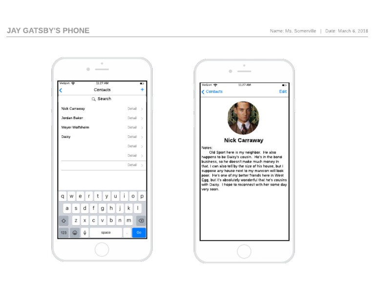 Jay Gatsby'S Phone: Contacts Edit Contacts Search | PDF