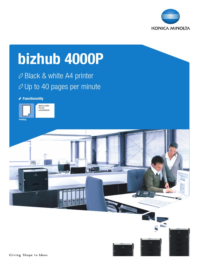 Bizhub 4000p Datasheet | PDF | Printer (Computing) | Computer Network