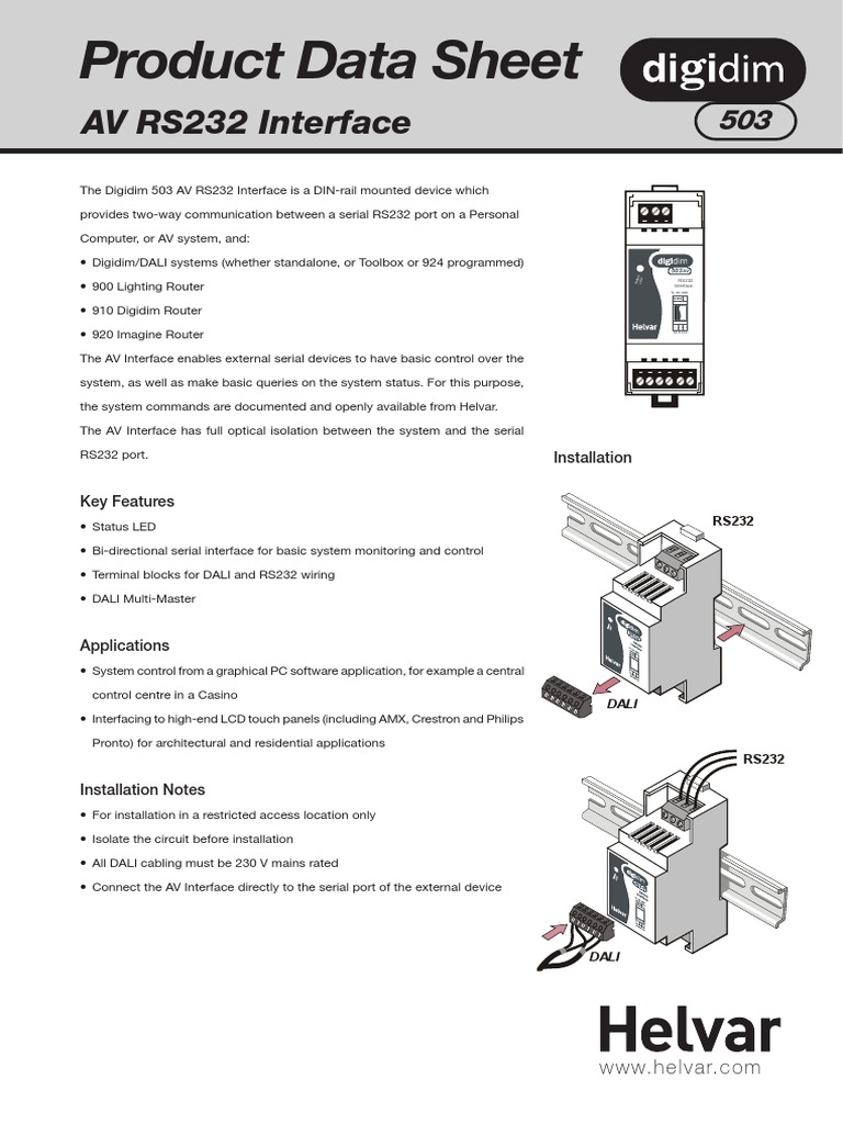503 AV Interface Datasheet en | PDF | Computer Networking | Data Transmission
