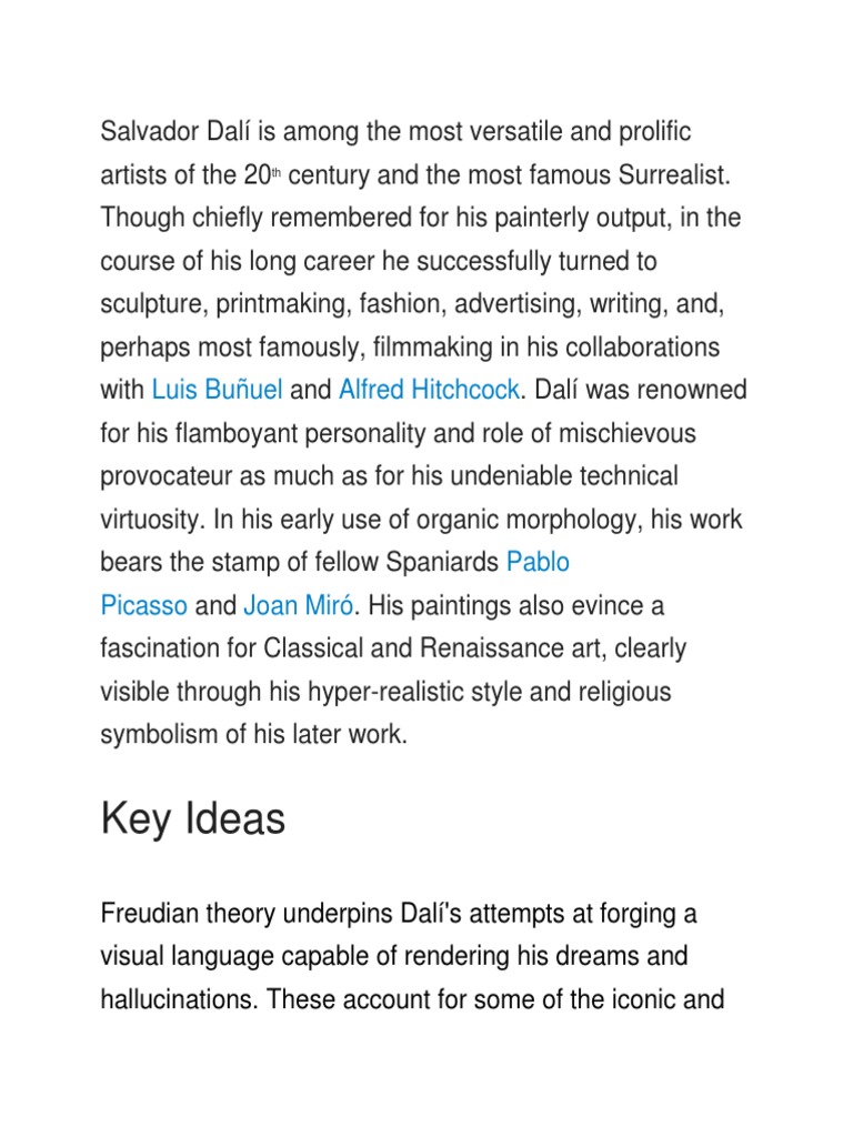 Salvador Dalí Biography | Download Free PDF | Salvador Dalí | Surrealism