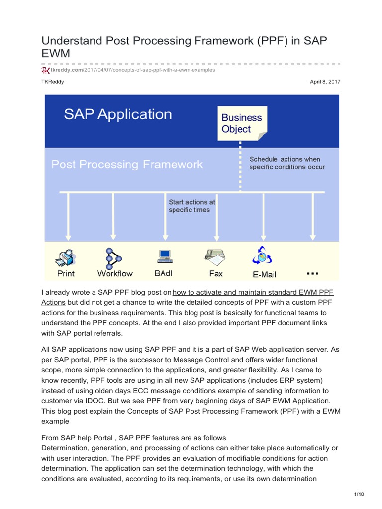 Understand Post Processing Framework PPF in SAP EWM by TK Reddy | PDF | Object (Computer Science ...