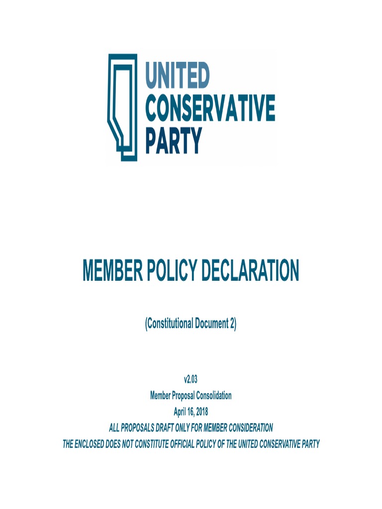 United Conservative Party Constitutional Document 2 - Member Policy ...