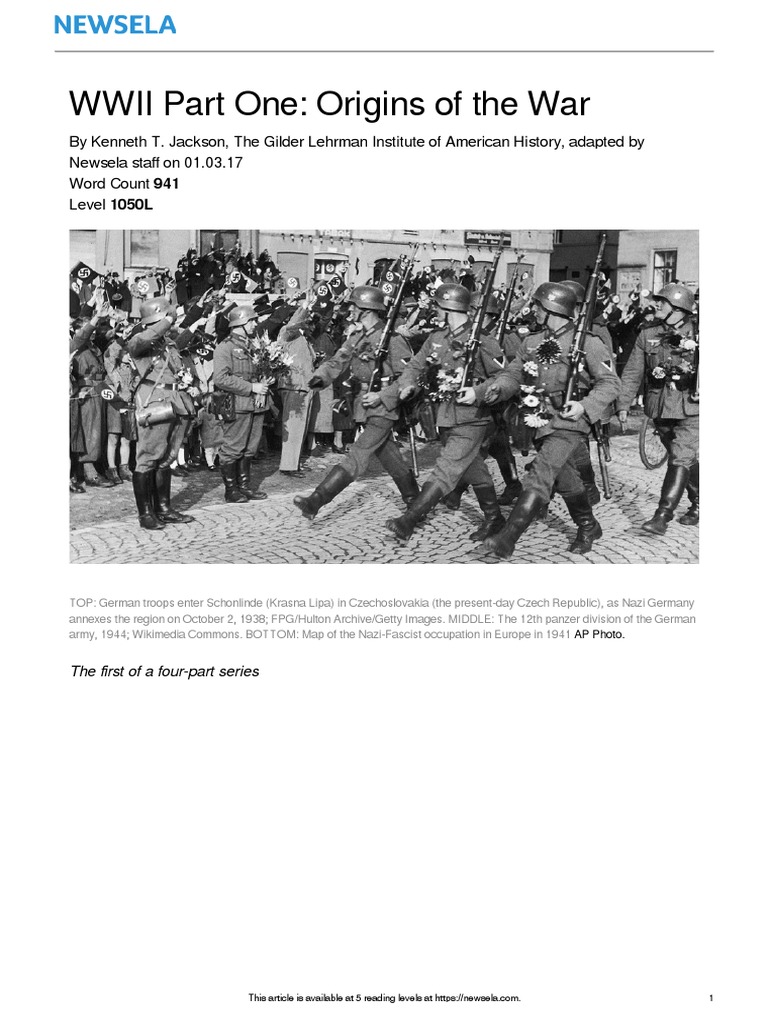 Wwii Origins Newsela | PDF | Nazi Germany | World War II Wwii Origins Newsela | PDF | Nazi Germany | World War II