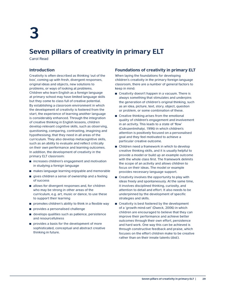 Seven Pillars of Creativity in The Primary Classroom PDF | PDF ...