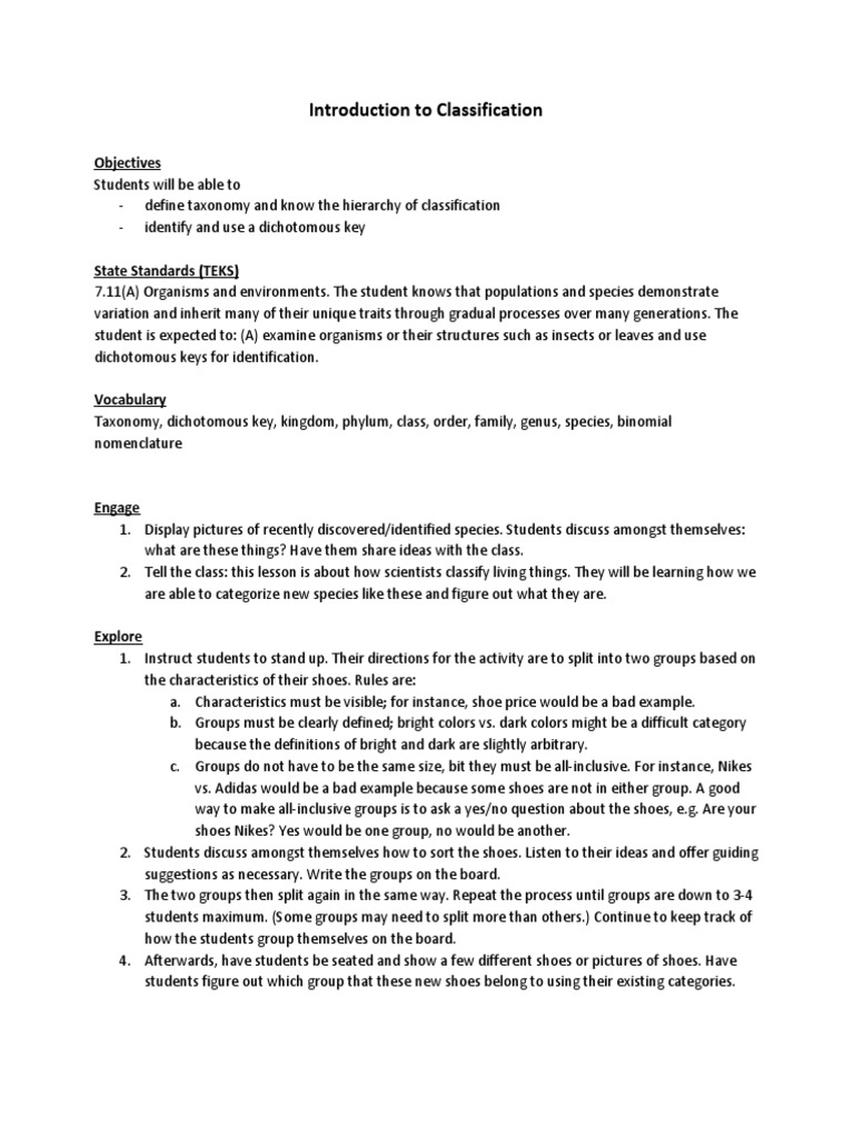 Classification for Middle Schoolers | PDF | Taxonomy (Biology) | Species