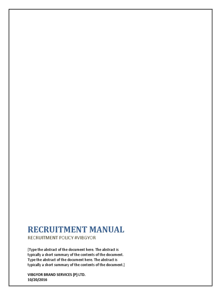 Recruitment Manual 161016 | Download Free PDF | Recruitment | Employment