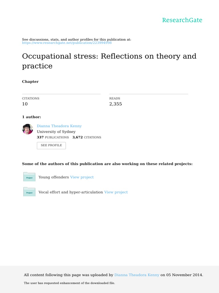 Occupational Stress: Reflections On Theory and Practice | PDF ...