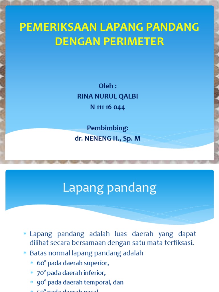Pemeriksaan Lapang Pandang Dengan Perimetri | PDF