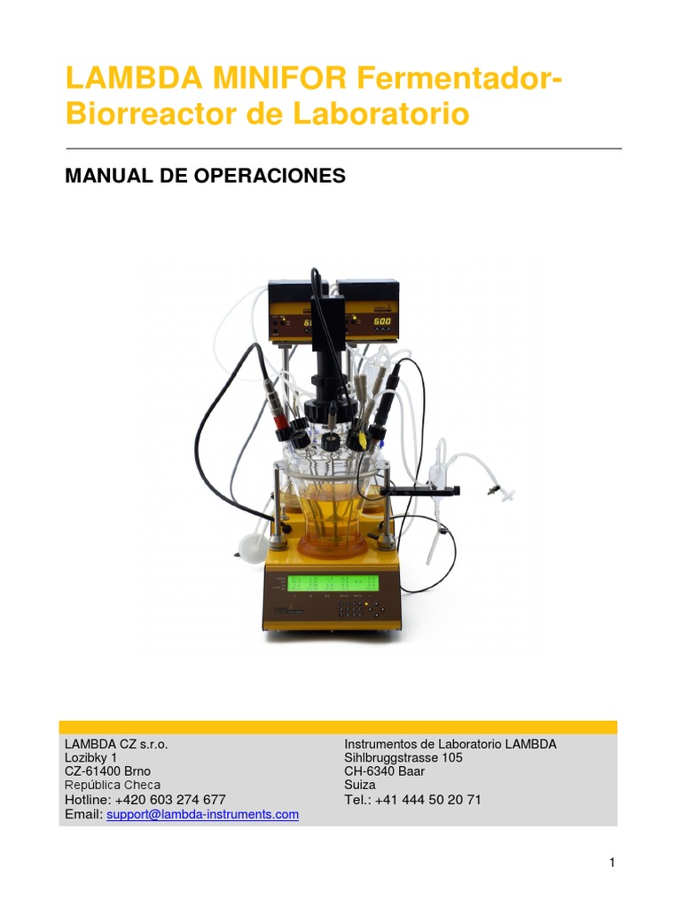 Manual de Operacion Del Fermentador y Bioreactor de Laboratorio LAMBDA MINIFOR PDF | PDF | Ph ...