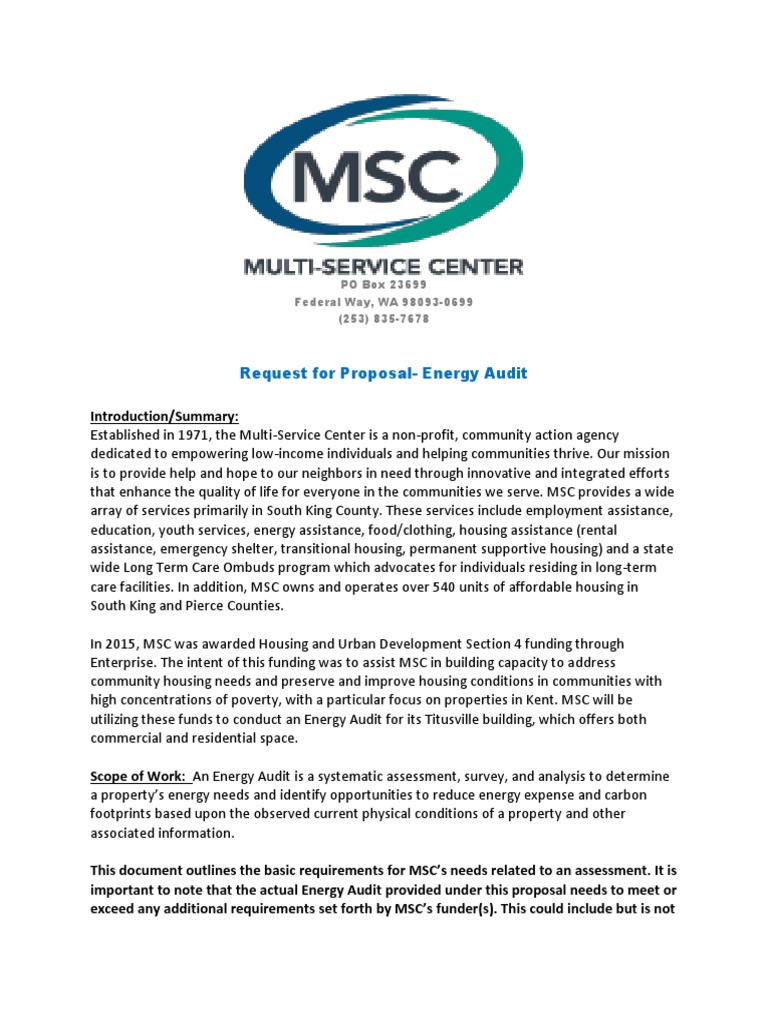 Energy Audit Proposal | PDF | Energy Conservation | Audit