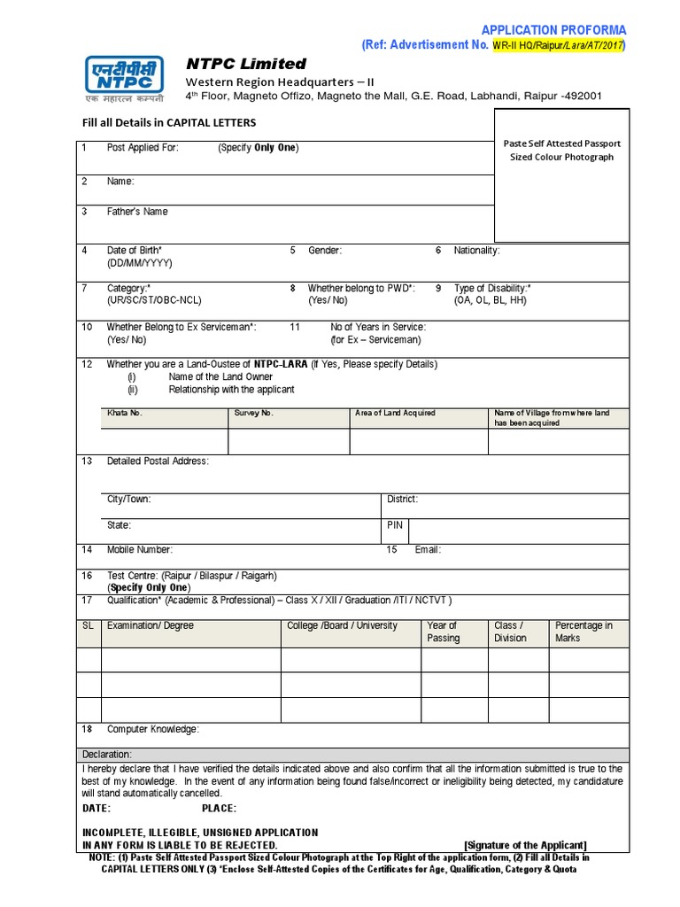 Application Proforma | PDF | Business